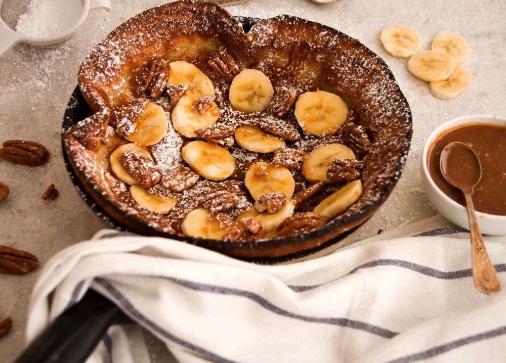 Banana Pecan Caramel Dutch Baby - Bakewell